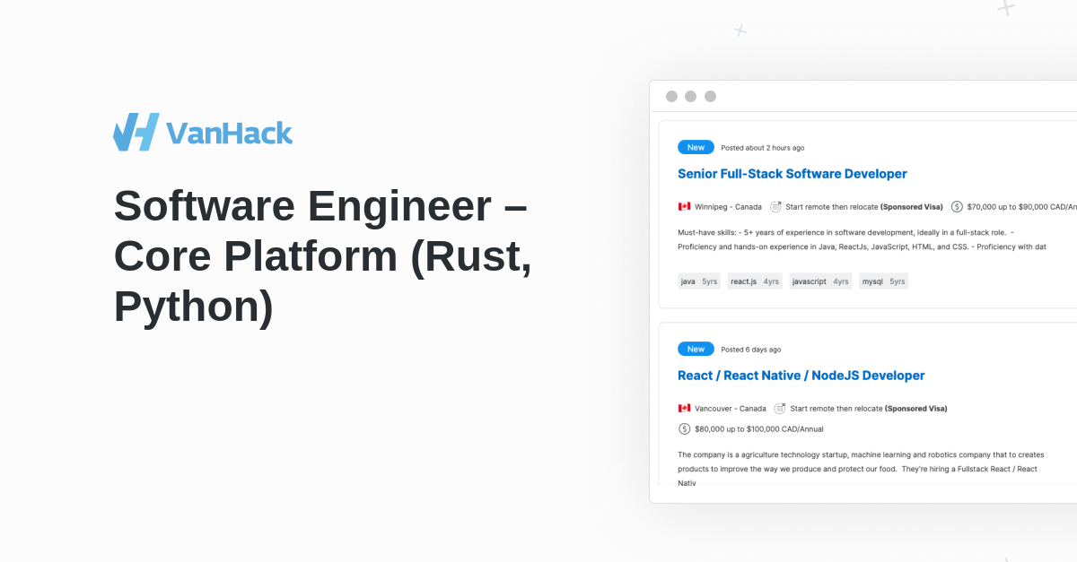 Software Engineer – Core Platform (Rust, Python) - VanHack